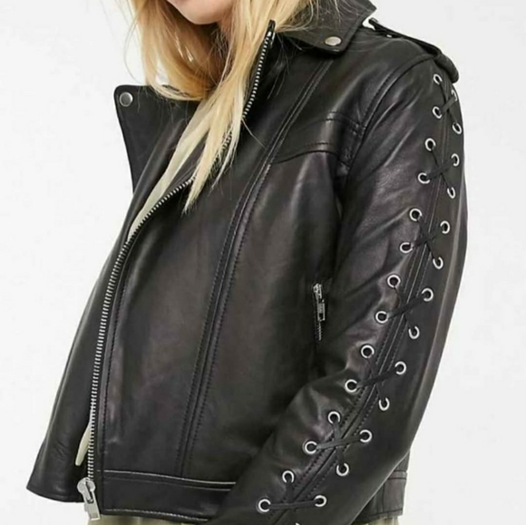 Lab Leather | Jackets & Coats | Lab Leather Lace Up Sleeve Leather ...